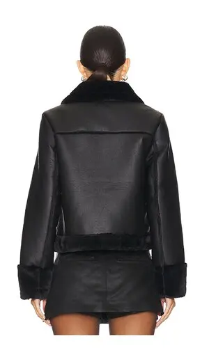Superdown Faux Leather Jacket With Fur Trim