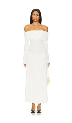 WeWoreWhat Off Shoulder Ruched Midi Dress - Ivory