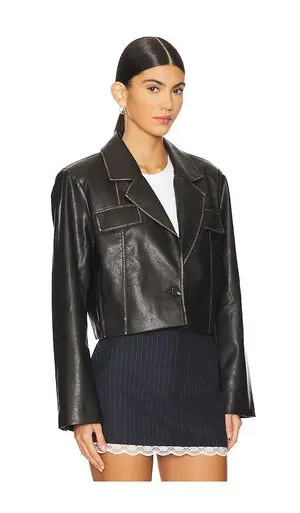 Superdown Blakely Faux Leather Cropped Jacket