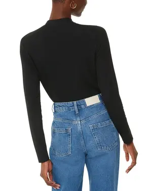 Whistles Ruched Front High Neck Top - Black