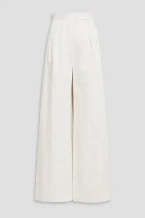 Max Mara Pleated Striped Wide-leg Pants - White