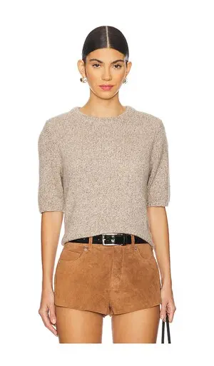 W. CASHMERE Brenda Short Sleeve Pullover - Brown