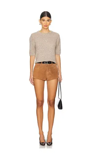 W. CASHMERE Brenda Short Sleeve Pullover - Brown