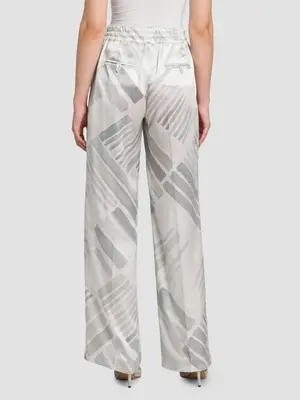 Kiton Abstract Silk Drawstring Straight-leg Pants