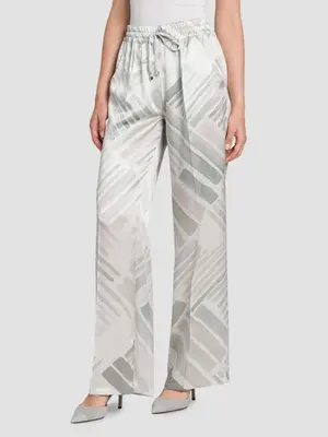 Kiton Abstract Silk Drawstring Straight-leg Pants
