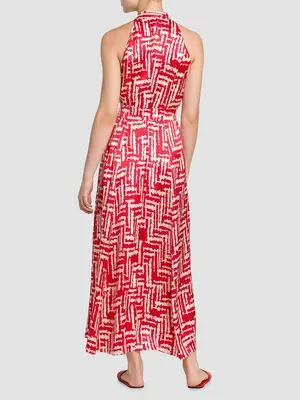 Kiton Printed Silk Sleeveless Midi-dress