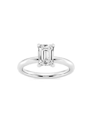 LAB GROWN DIAMONDS 14k White Gold & Emerald-cut Lab-grown Diamond Solitaire Ring/0.50-5.00 Tcw - 1.5 Tcw