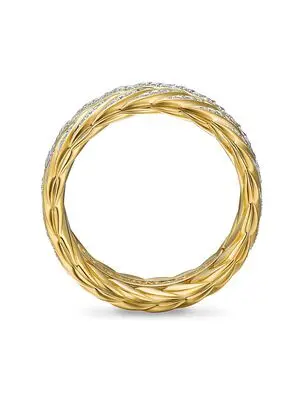 David Yurman Chevron Pave Band Ring In 18k Yellow Gold