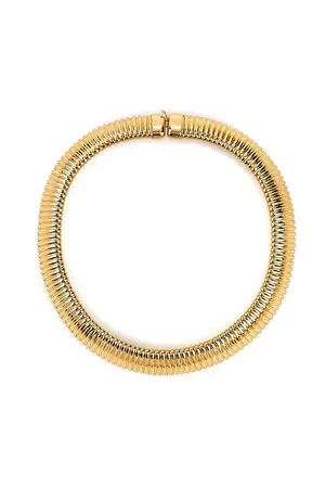 KENNETH JAY LANE Ribbed Choker Necklace - Gold