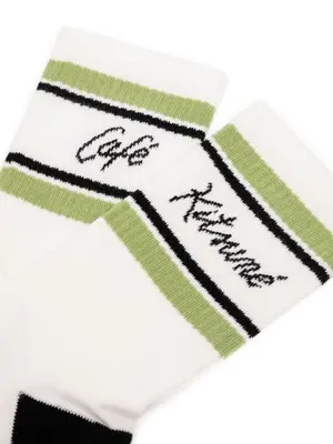 CAFÉ KITSUNÉ Intarsia-knit Logo Socks