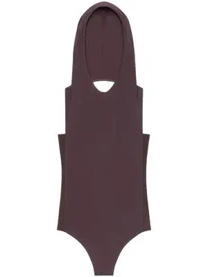COURREGES Illusion Hooded Bodysuit - Brown