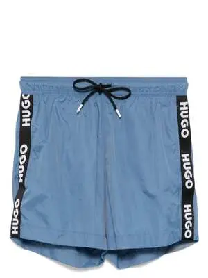 Hugo Logo Trim Swim Shorts - Blue