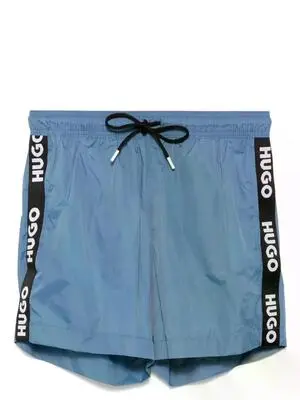 Hugo Logo Trim Swim Shorts - Blue
