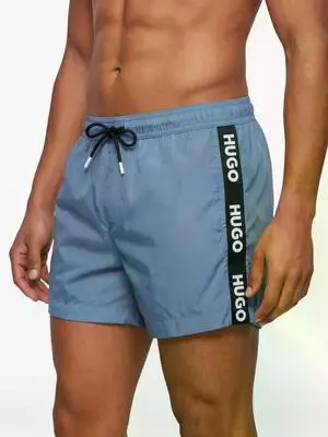 Hugo Logo Trim Swim Shorts - Blue