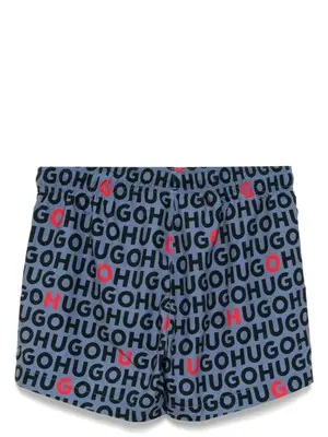 Hugo Logo Print Swim Shorts