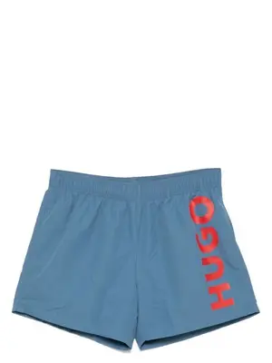 BOSS Logo Print Swim Shorts - Blue