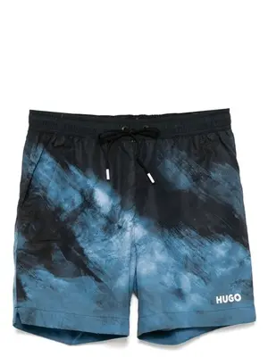 BOSS Graphic Print Swim Shorts - Blue