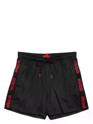 Hugo Logo Trim Swim Shorts - Black