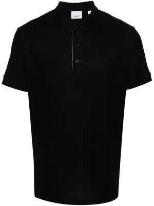Burberry Logo-embroidered Piqué Polo Shirt - Black