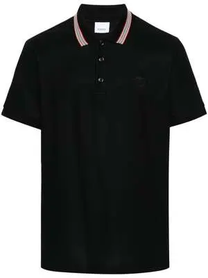 Burberry Icon Stripe Cotton Polo Shirt - Black