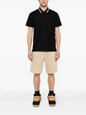 Burberry Icon Stripe Cotton Polo Shirt - Black