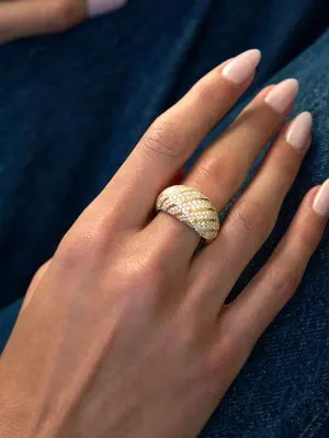 ANITA KO 18kt Yellow Domed Diamond Ring - Gold