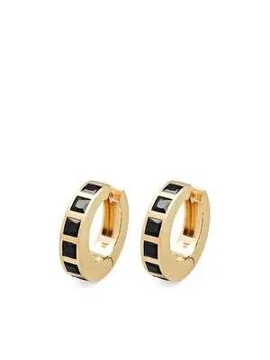 Tom Wood 9kt Yellow Arch Square Onyx Hoop Earrings - Gold