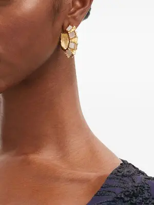 Oscar De La Renta Stone Hoop Earrings