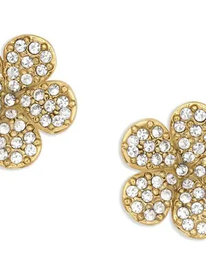 Oscar De La Renta Crystal Flower Stud Earrings
