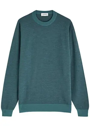 John Smedley Textured Wool Jumper - Blue