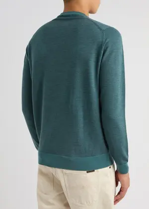 John Smedley Textured Wool Jumper - Blue