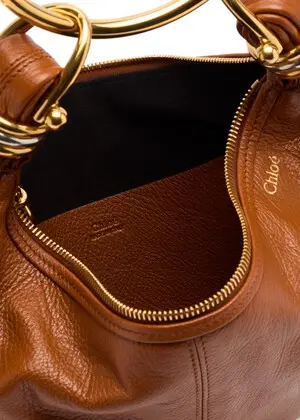 Chloé Grained Leather Top Handle Bag - Tan