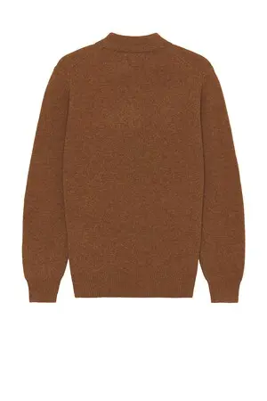 BEAMS Knit Polo 9g Sweater - Brown
