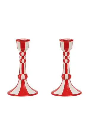 MISETTE Hand Painted Ceramic Candleholder - Red
