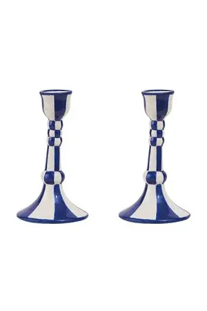 MISETTE Hand Painted Ceramic Candleholder - Blue