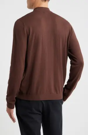 OPEN EDIT Solid Mock Neck Sweater - Brown Chicory