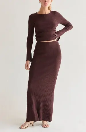 CRESCENT Ribbed Knit Maxi Skirt