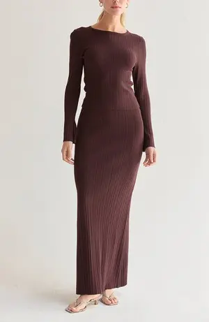 CRESCENT Ribbed Knit Maxi Skirt