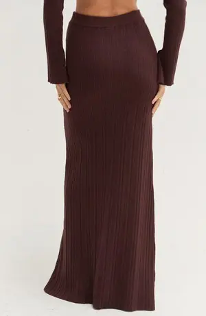 CRESCENT Ribbed Knit Maxi Skirt
