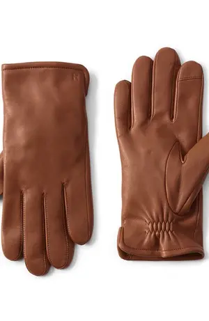 LANDS' END Cashmere Lined Leather Gloves British Tan