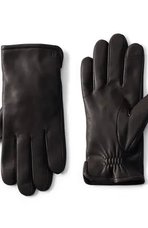 LANDS' END Cashmere Lined Leather Gloves - Brown