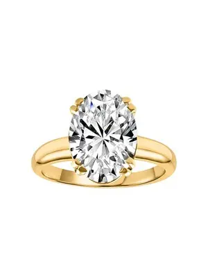 BLISS DIAMOND Certified 5ct Oval Lab Grown Diamond Engagement Ring - 14k Yellow Gold