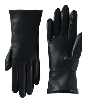 LANDS' END Cashmere Lined Leather Gloves - Black