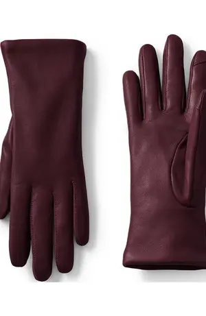 LANDS' END Cashmere Lined Leather Gloves Lush Burgundy