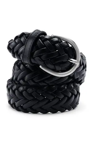 LANDS' END Braided Leather Belt - Black
