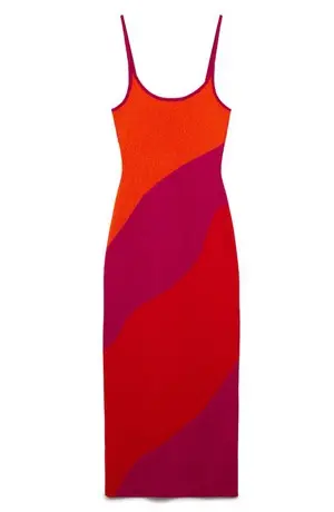 Mango Colorblock Midi Tank Dress