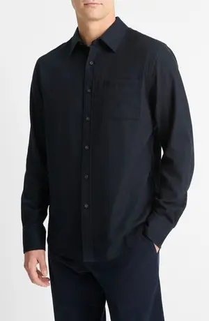 Vince Cotton & Wool Blend Twill Button-up Shirt