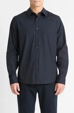 Vince Stretch Cotton Blend Button-up Shirt - Coastal