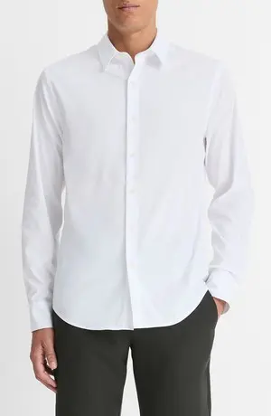 Vince Stretch Cotton Blend Button-up Shirt - White