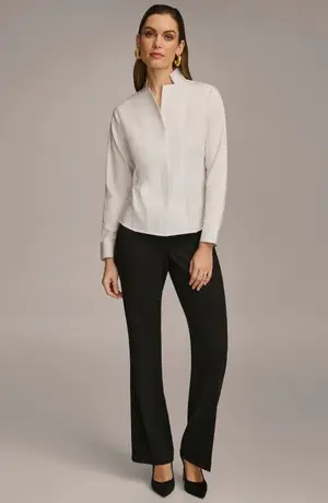 Donna Karan New York Stand Collar Button-up Shirt